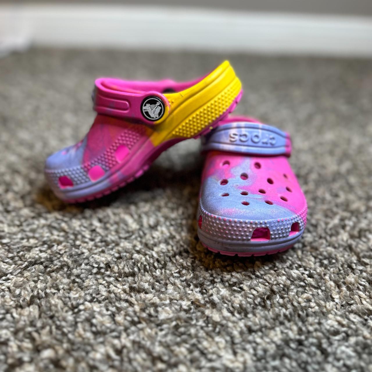 Multi Colored Toddler Crocs Size 7 - Depop