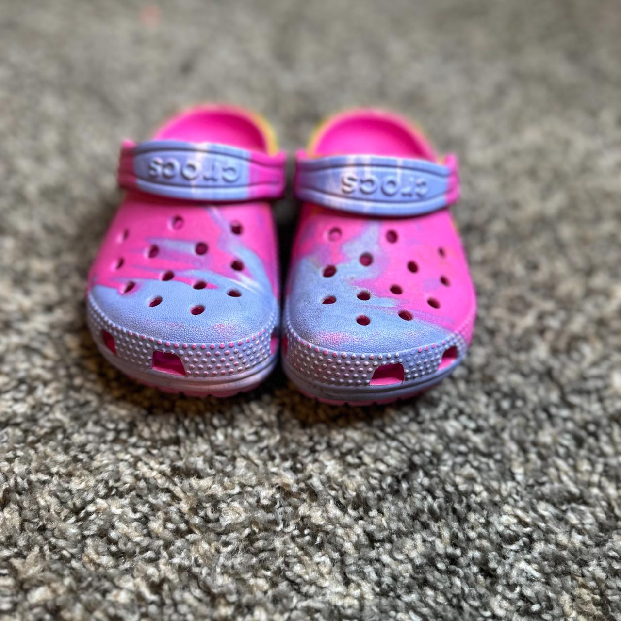 Multi Colored Toddler Crocs Size 7 - Depop