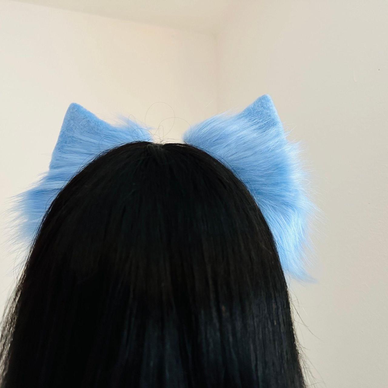 Sky Blue Cat Ears, Kawaii Cat Ears, Cat Costume, Cat... - Depop