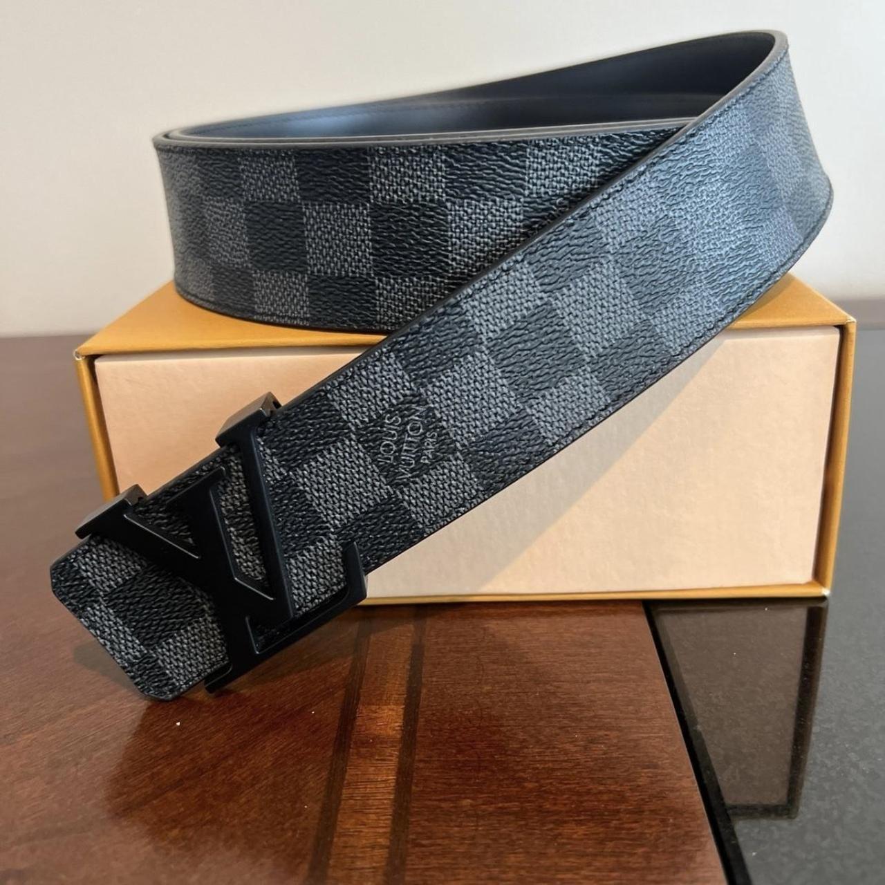 Black on black checkered louis vuitton belt i’ve... - Depop
