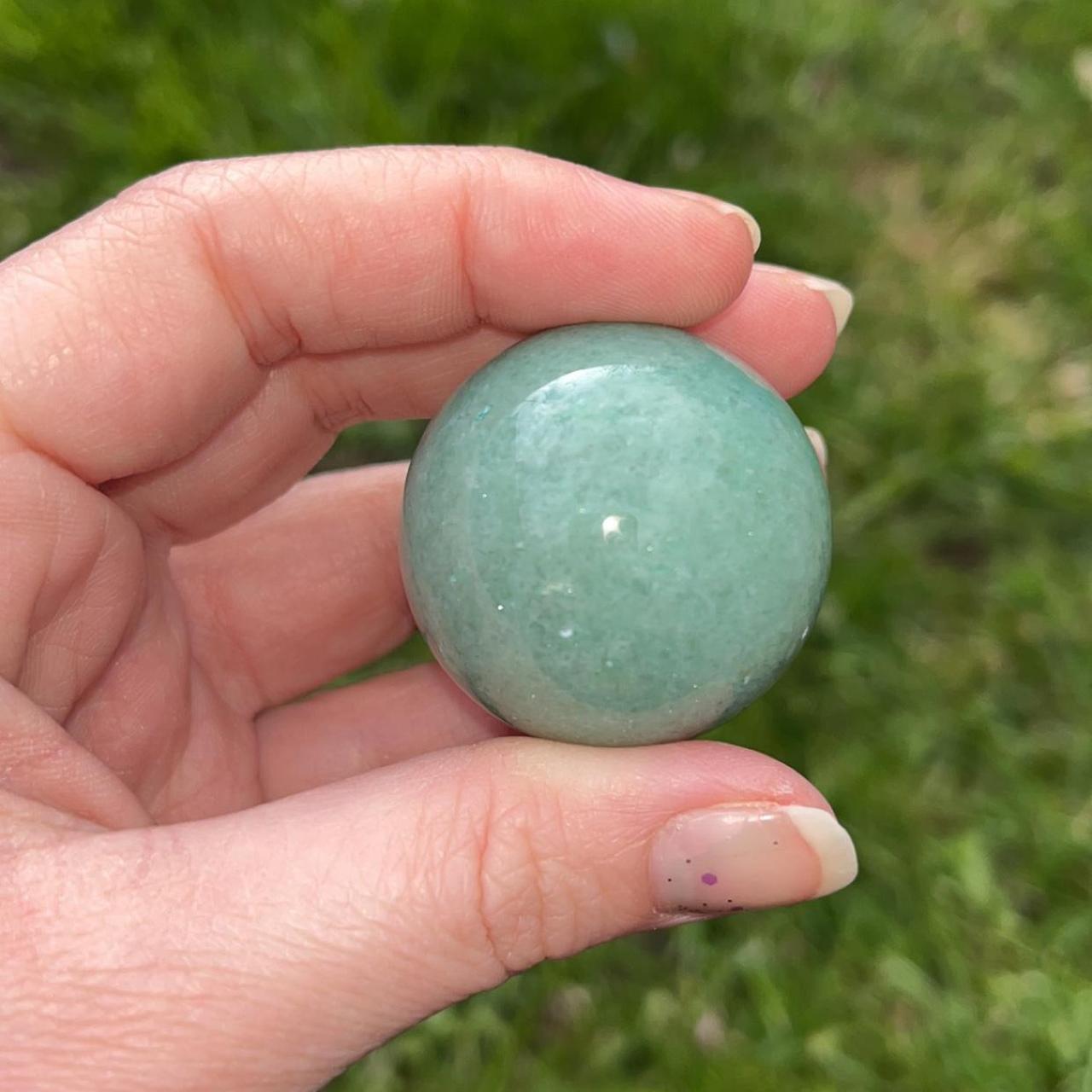 Green crystal sphere Weighs 53g No imperfections... - Depop
