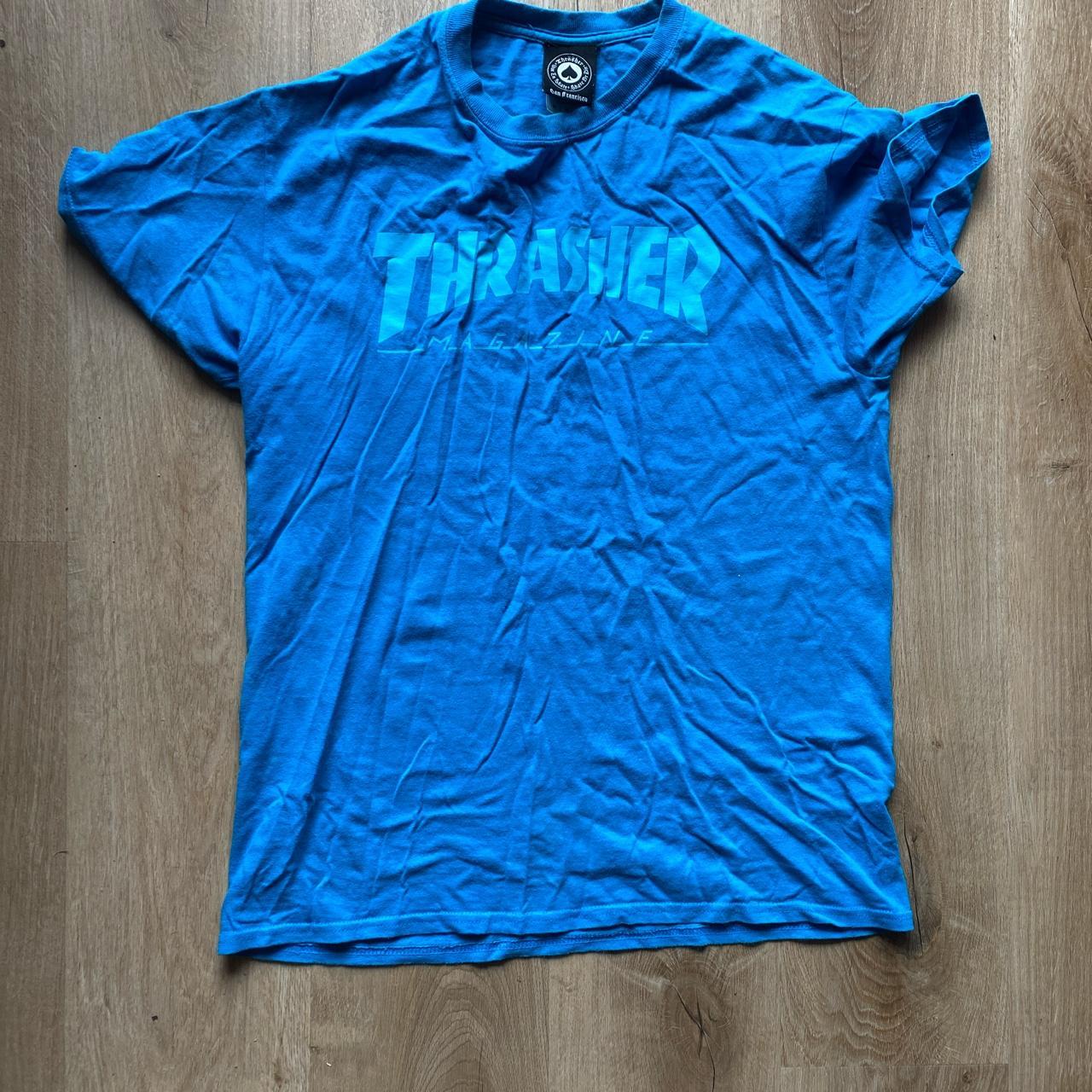 Thrasher magazine skate mag t shirt royal blue size... - Depop