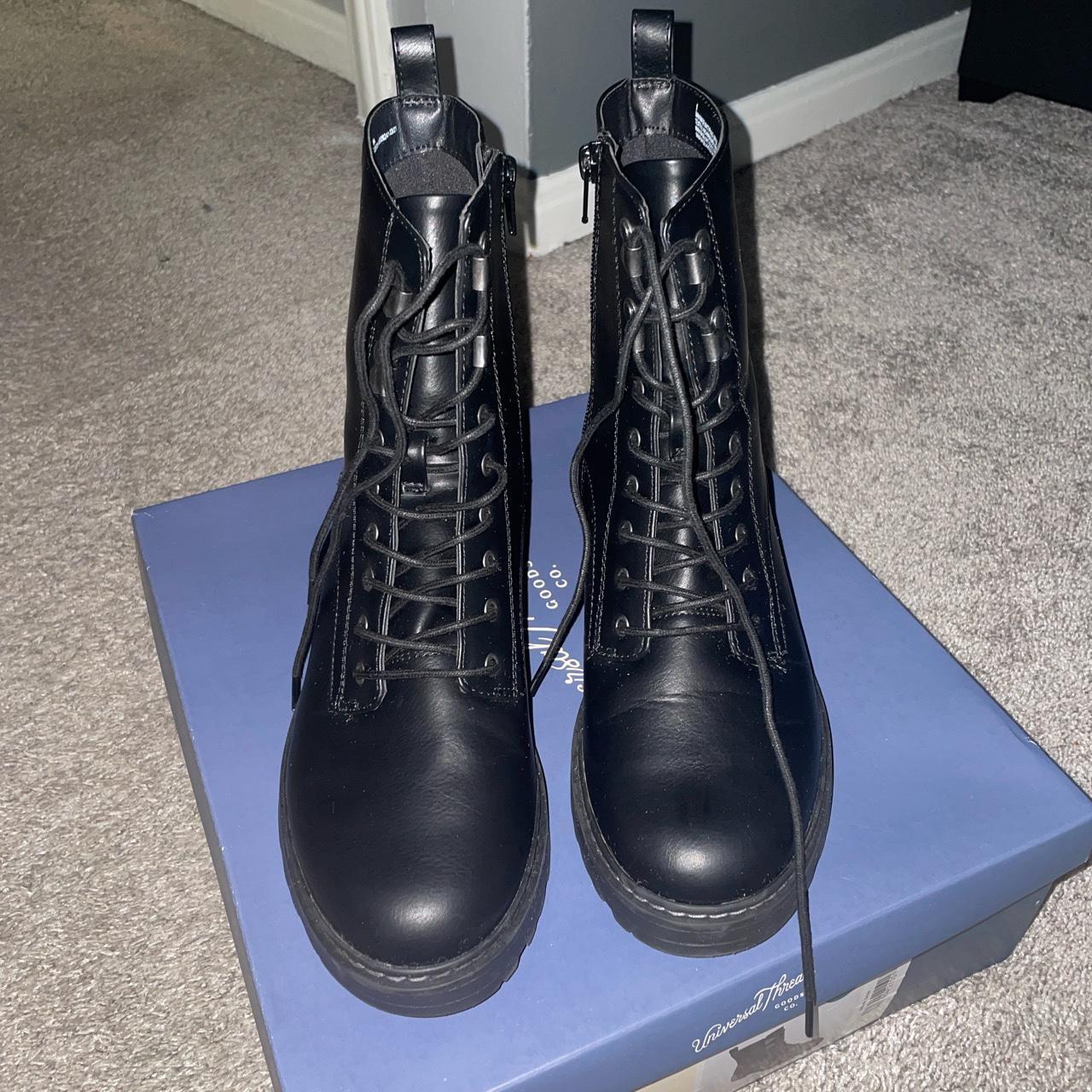 Size 9 combat boots, only worn once, comes with box.... - Depop