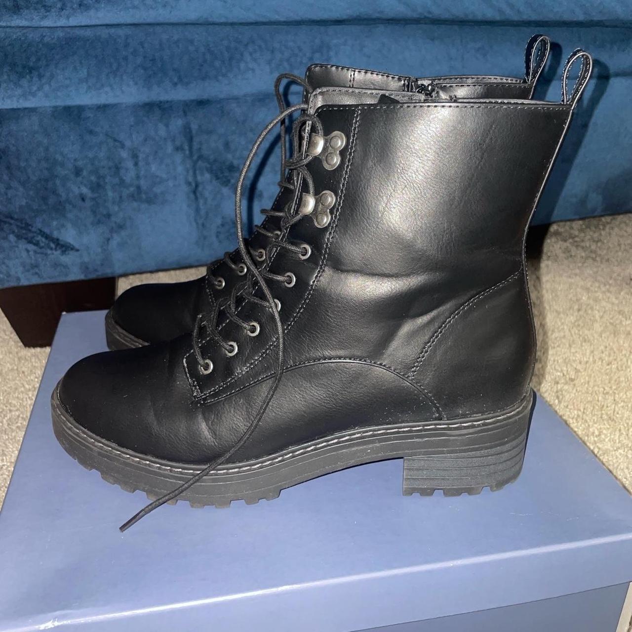 Size 9 combat boots, only worn once, comes with box.... - Depop