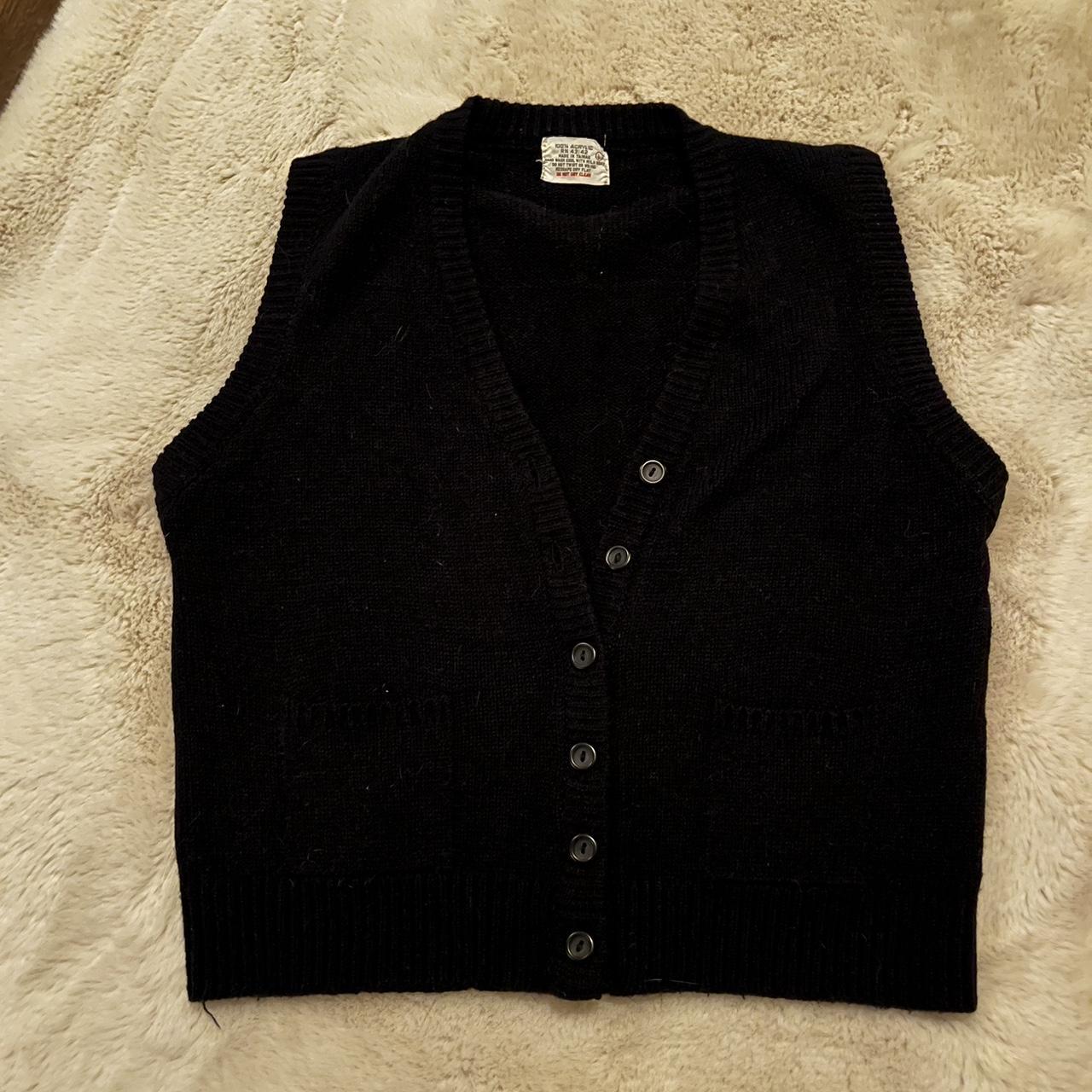 Acrylic black button sweater vest Great condition - Depop