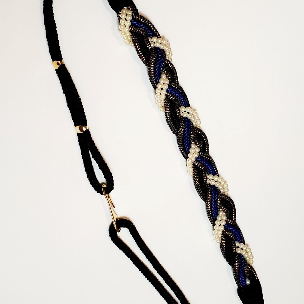 Vintage 80's Braided Sash Belt Macrame Woven Beaded... - Depop