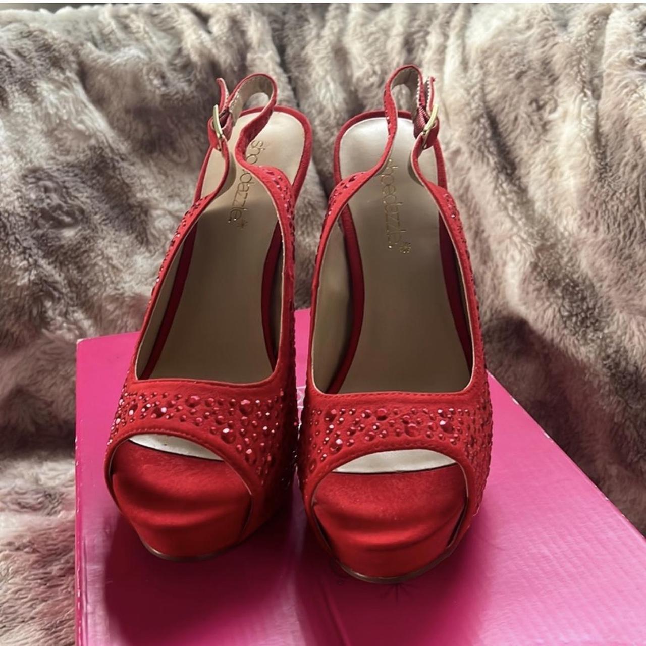 Shoe dazzle Neisha Red Open Toe Heels New size... - Depop
