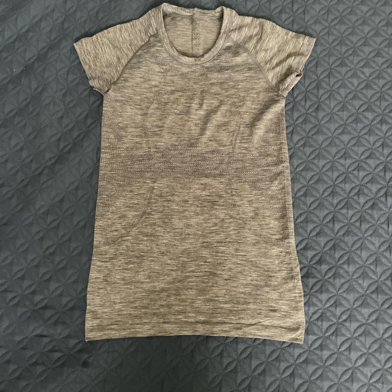 Lululemon grey swiftly tech long with short sleeves... | Depop