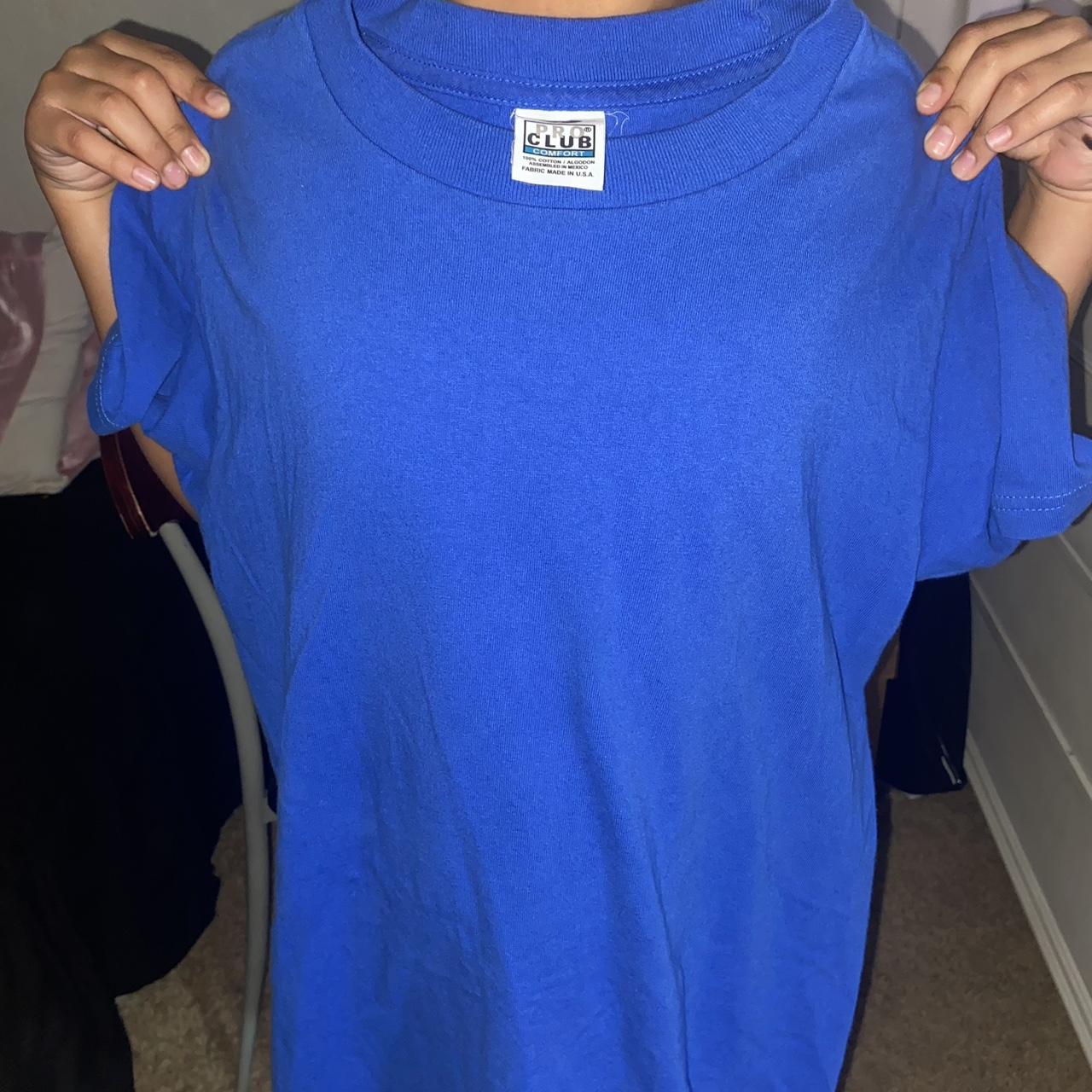 blue pro club tee ⋆ ˚｡⋆୨୧˚ #proclub #y2k #skatewear - Depop