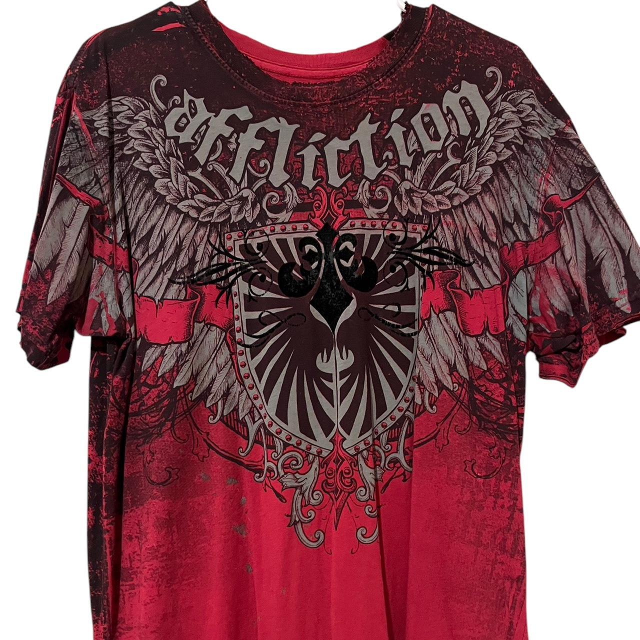 Affliction red and black soft leather on the black... - Depop