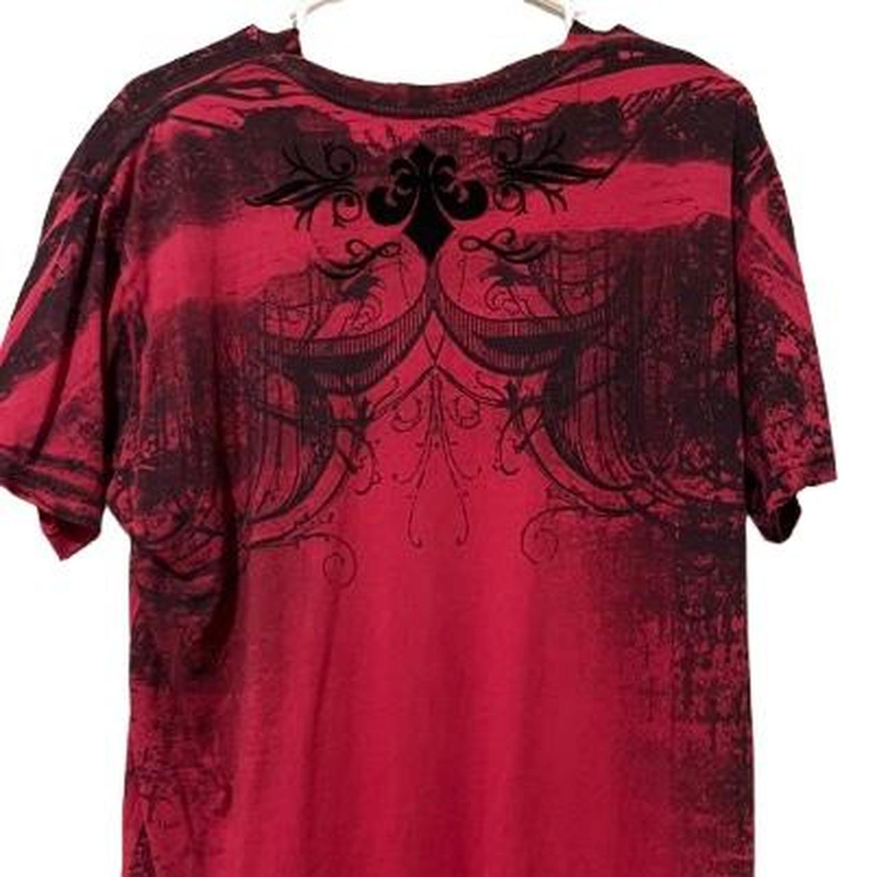 Affliction red and black soft leather on the black... - Depop