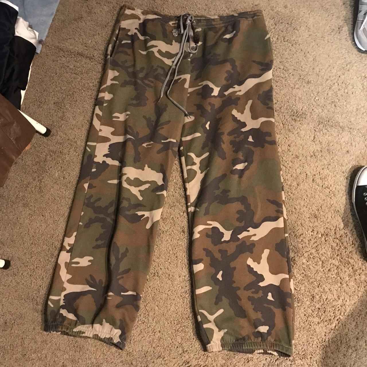 Vintage Camo faded sweatpants duckbay put a hole on... - Depop