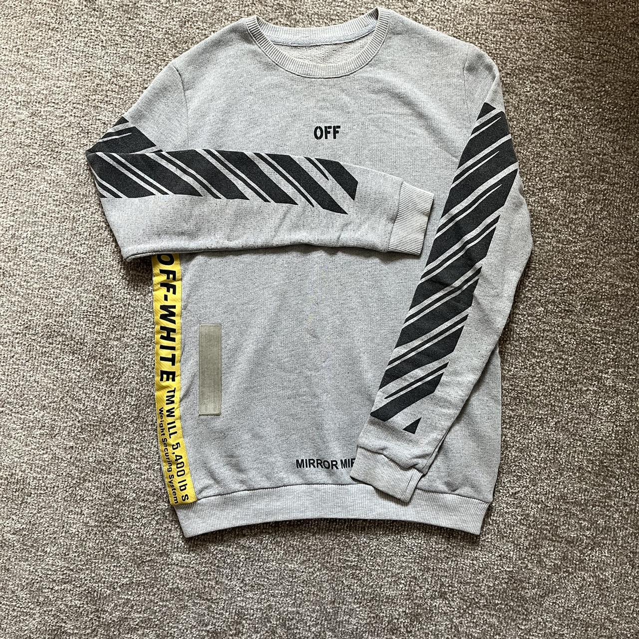 Off white jumper grey Only worn 2 times 10/10... - Depop