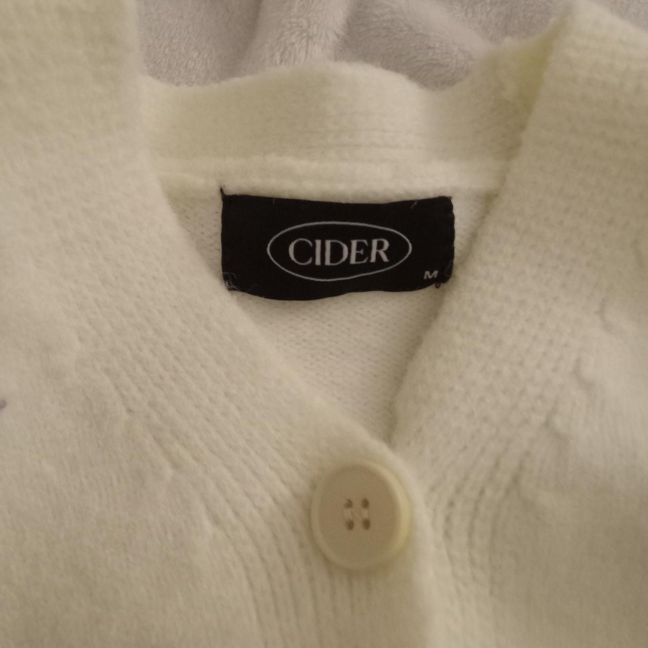 cider cropped white button up sweater with small... - Depop