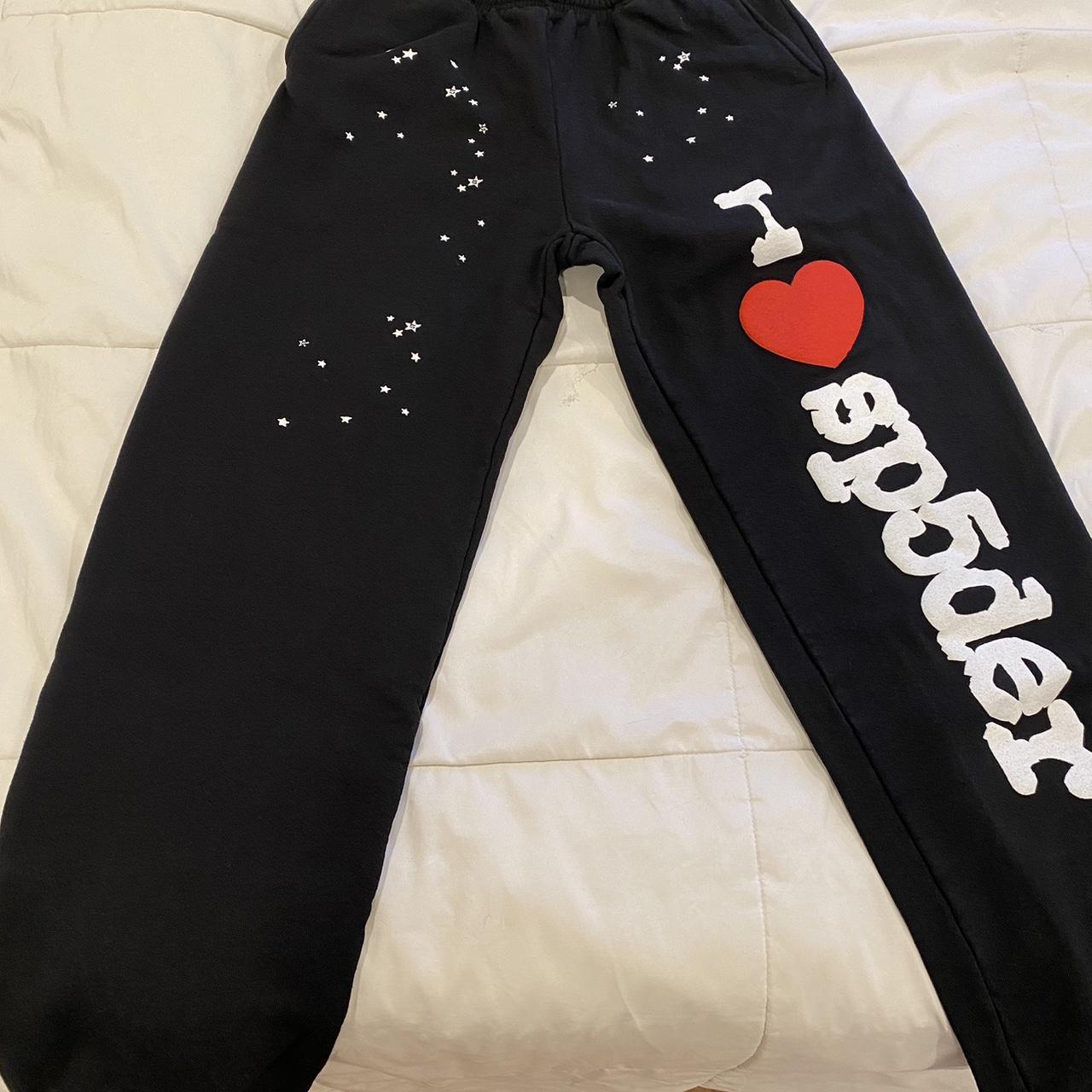Sp5der black sweatpants M - Depop