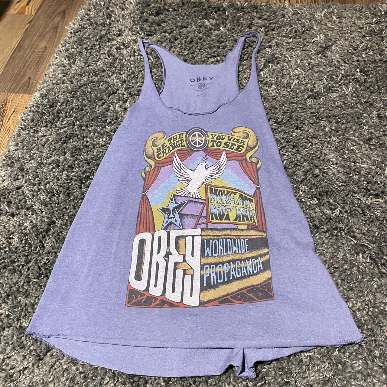 Obey racerback flowy tank top Barely worn - Depop