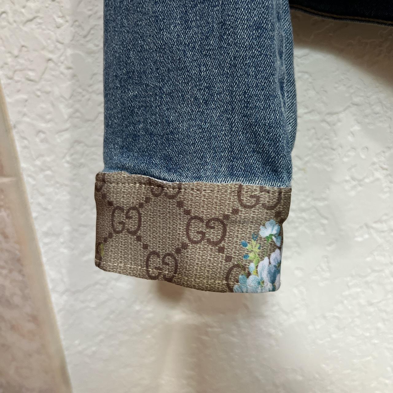 Designer-ish Gucci Jean Jacket With Baby Blue... - Depop