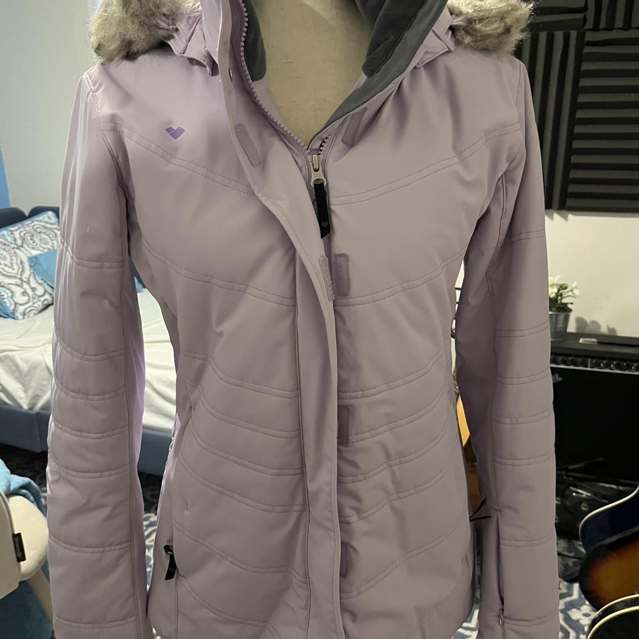 Purple ski jacket with fur hood #skiwear #obermeyer | Depop