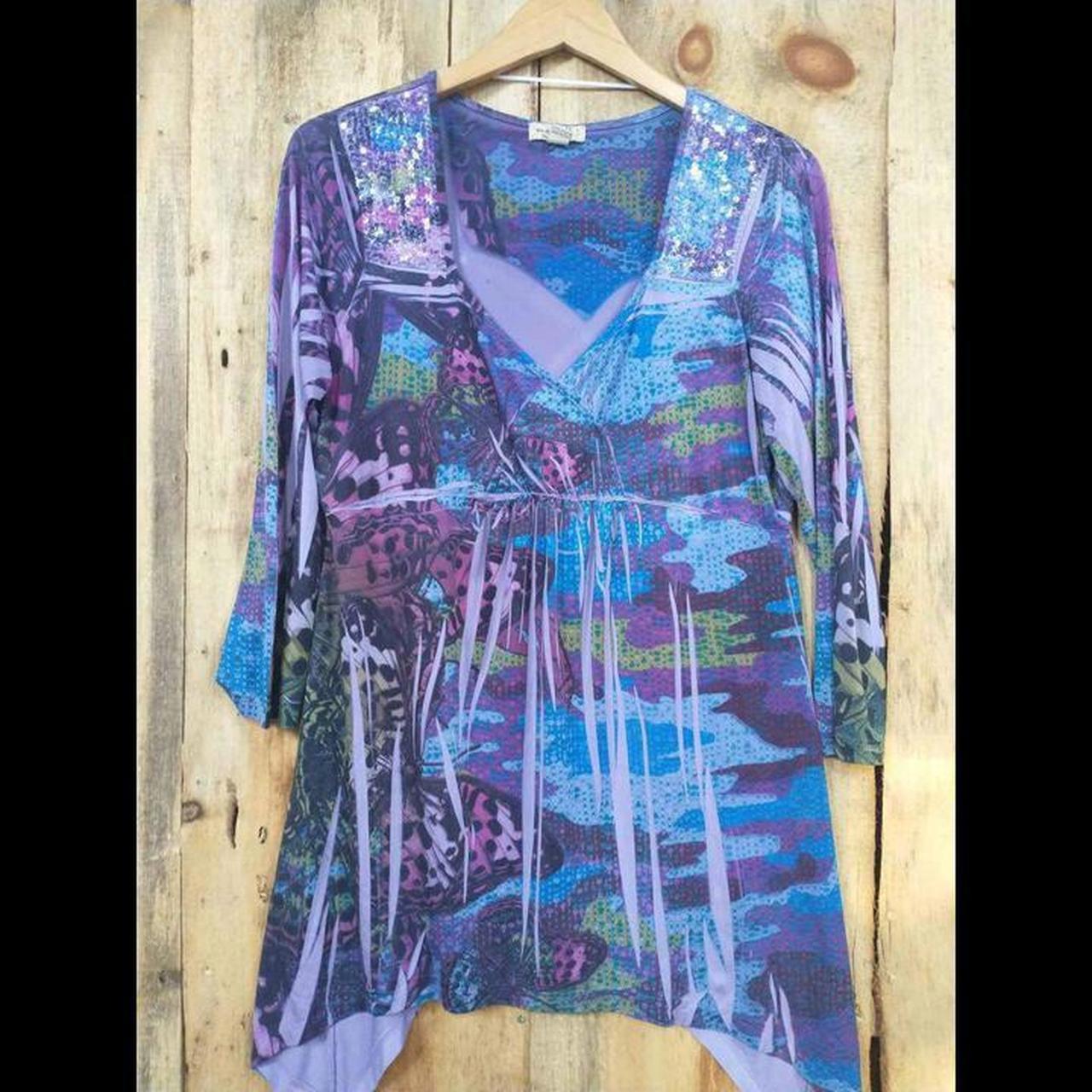 One World Dress Size Large Purple Multicolor Mini Tunic | Depop