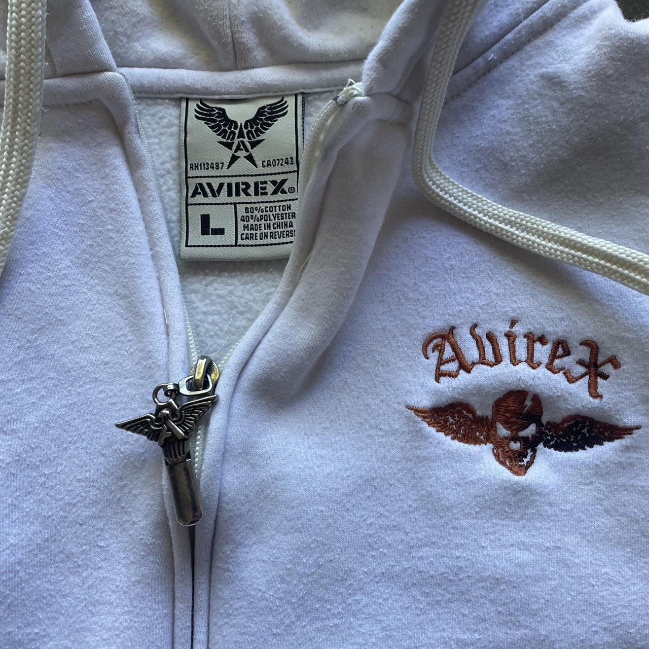 All White Avirex Zip-Up Hoodie Super Dope... - Depop