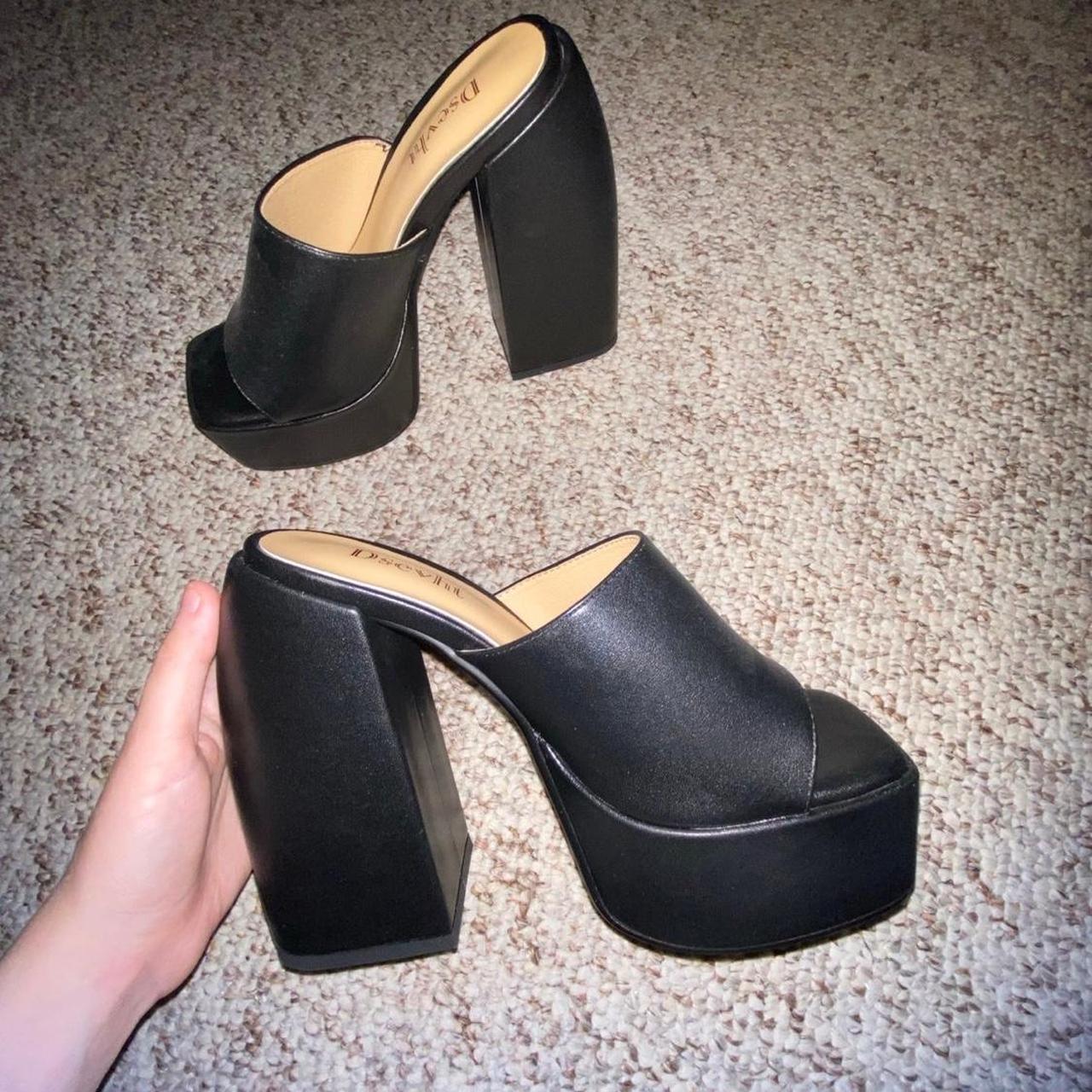 chunky platform slide on heels, size 5 but a little... - Depop