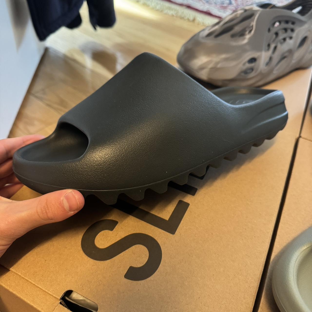 Yezzy slides dark onyx Brand new Size 10 - Depop