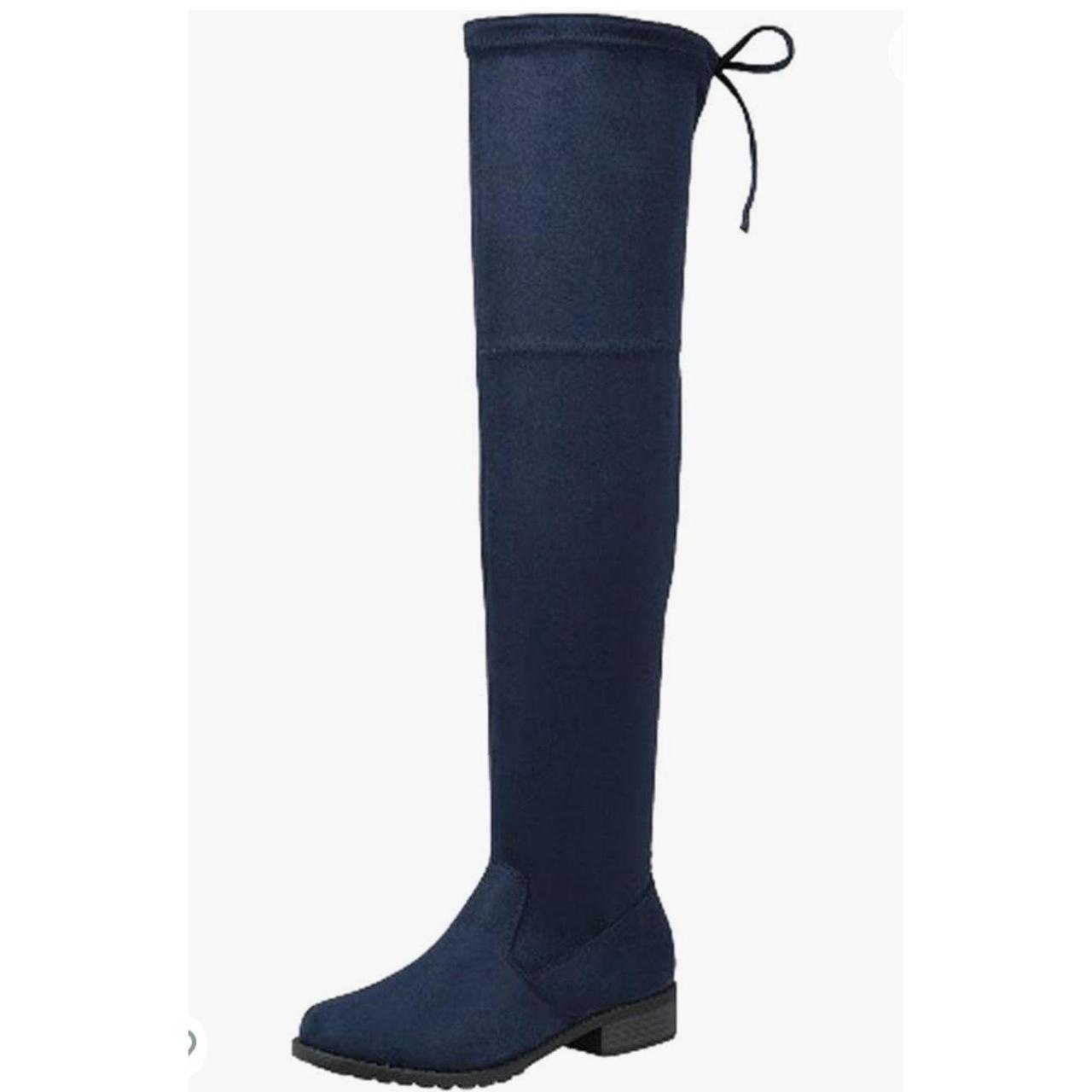 In good condition navy blue suede knee high boots.... - Depop