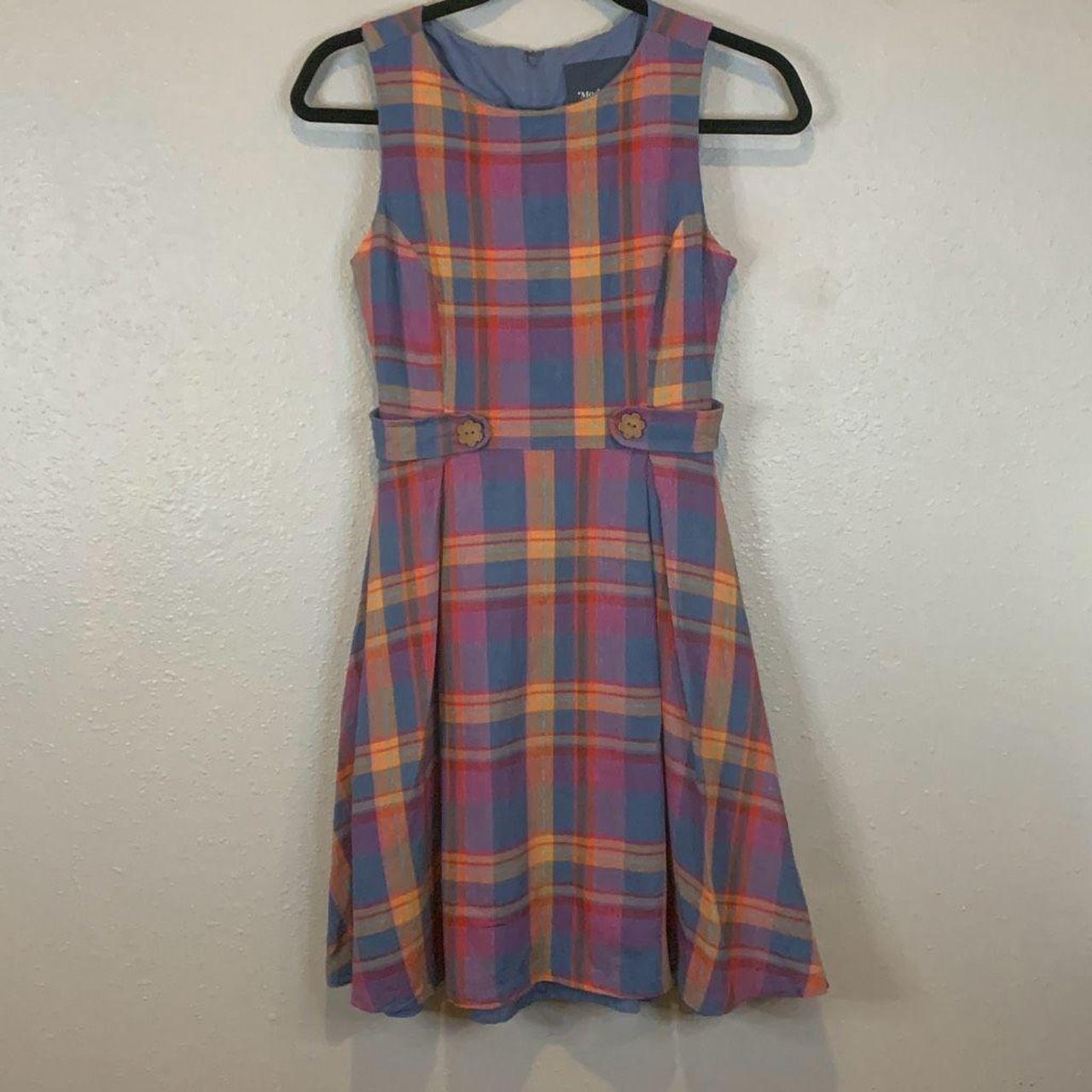 ModCloth Plaid Pleated A-line Dress in multi colors.... - Depop