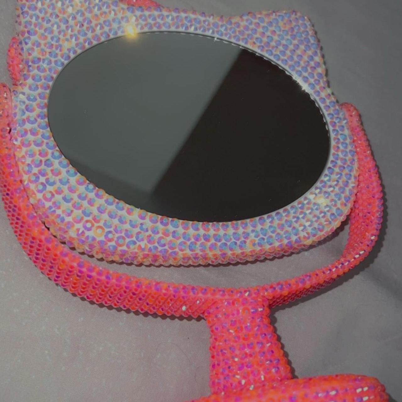 Hello kitty pink crystal diamente mirror . Perfect... - Depop