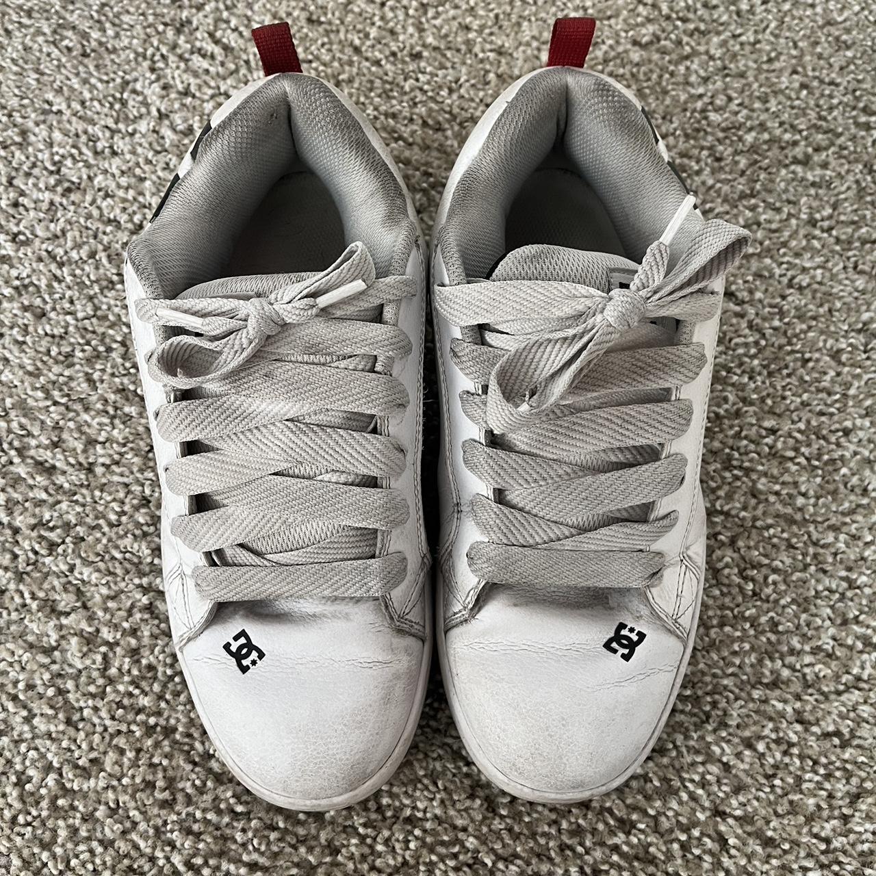 DC Shoes white and black a little dirty can be... - Depop
