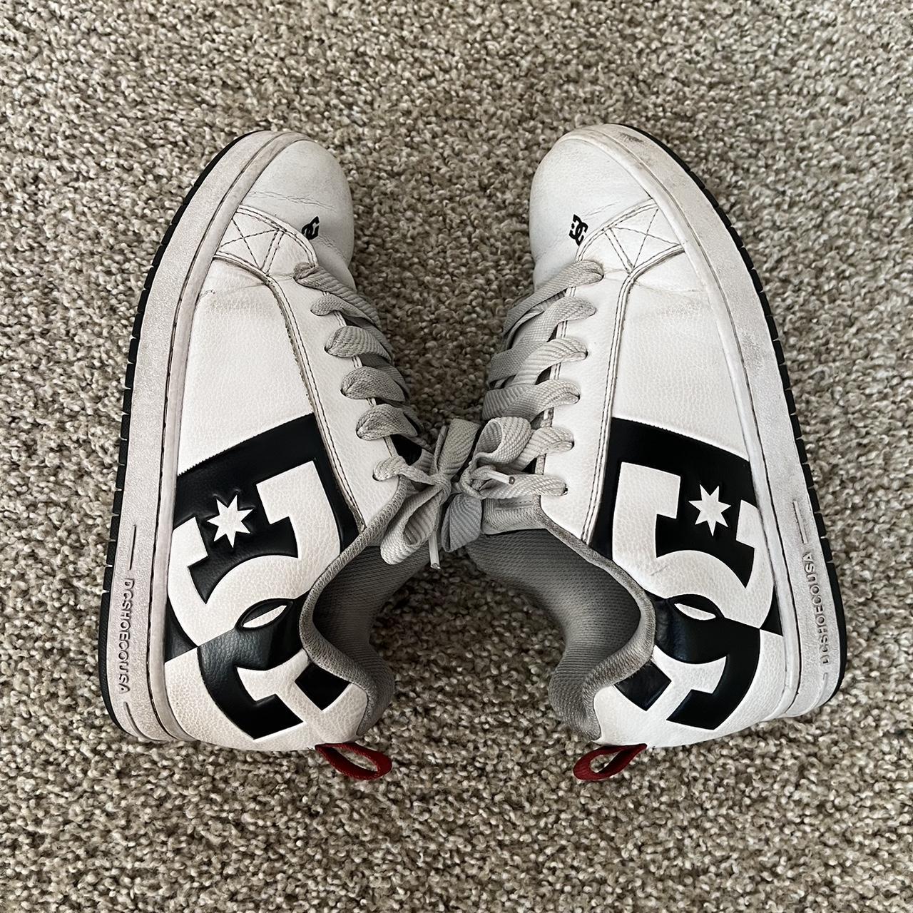 DC Shoes white and black a little dirty can be... - Depop