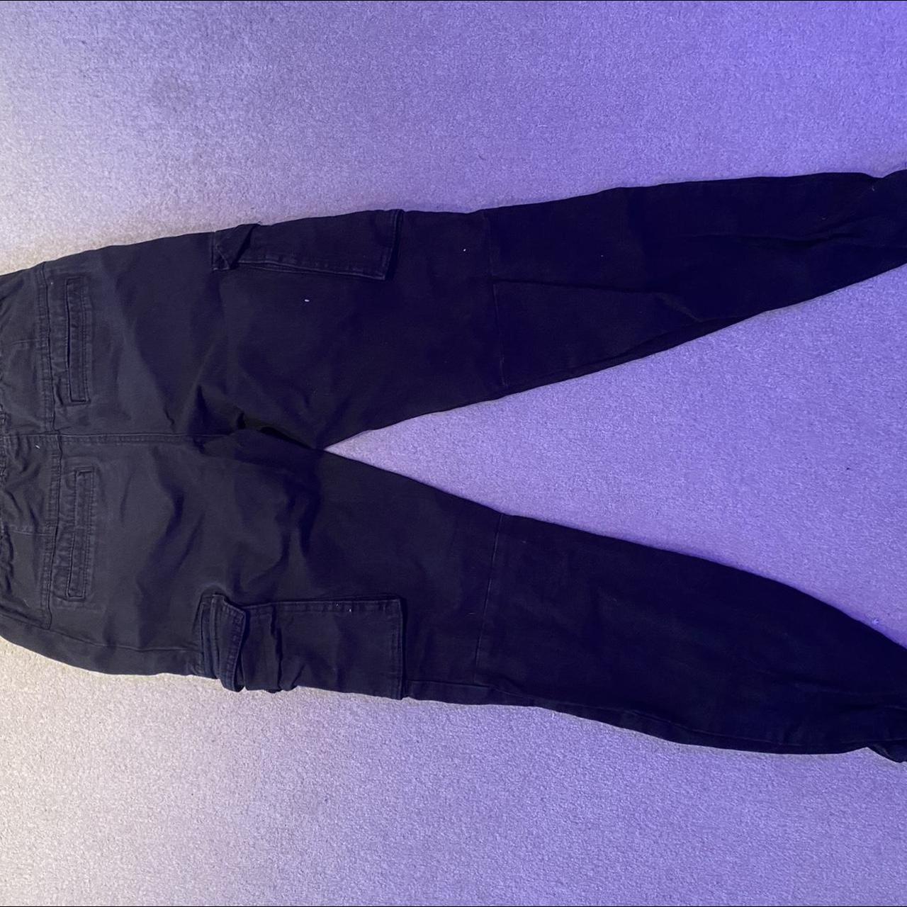 Black denim cargos Size S Hardly worn so still in... - Depop