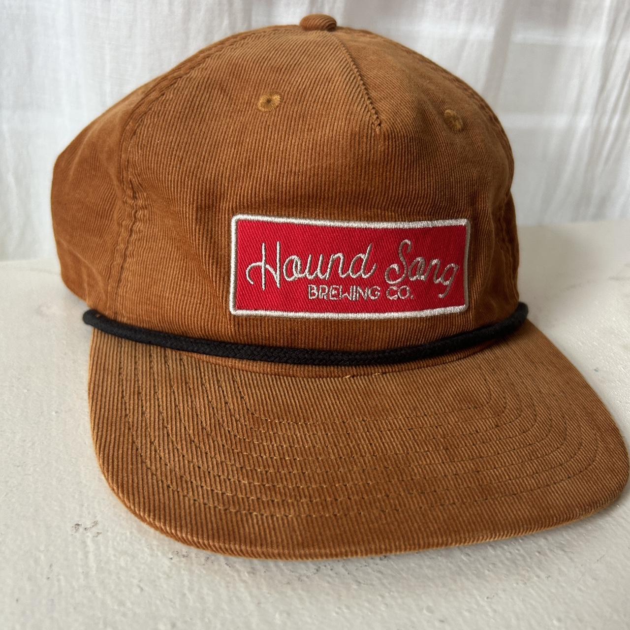 Hound Song brewery hat. Brown corduroy with red... - Depop