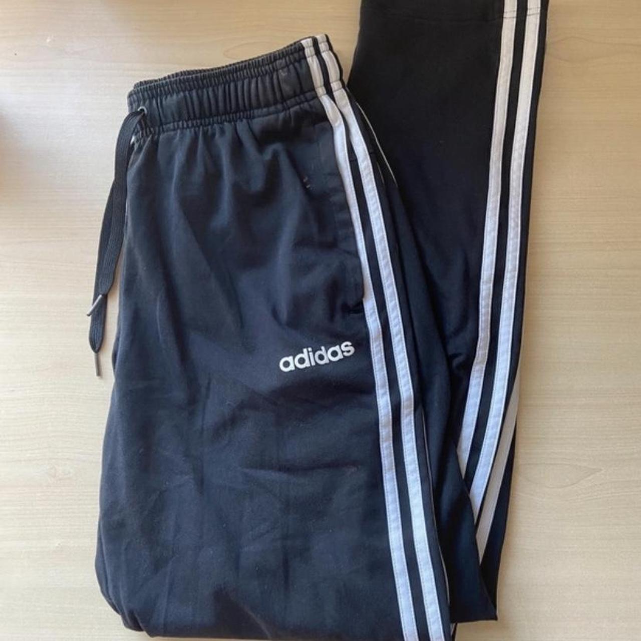 Black adidas slim fit joggers / tracksuit bottoms.... - Depop