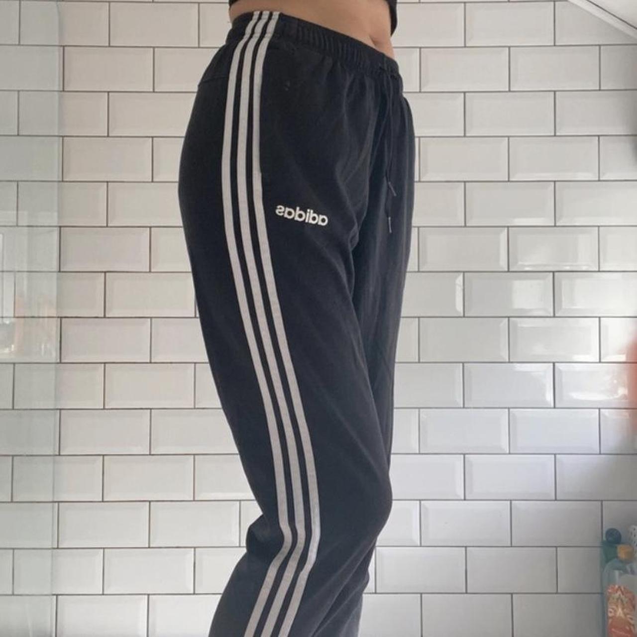 Black adidas slim fit joggers / tracksuit bottoms.... - Depop