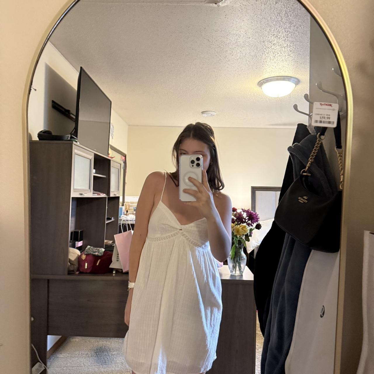 White Zara summer dress Size medium (fits small),... | Depop