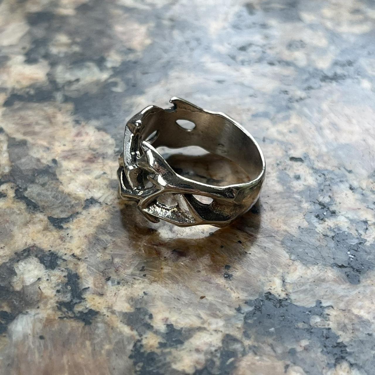 Unisex Silver Gothic Style Ring Size 8 Size -... | Depop