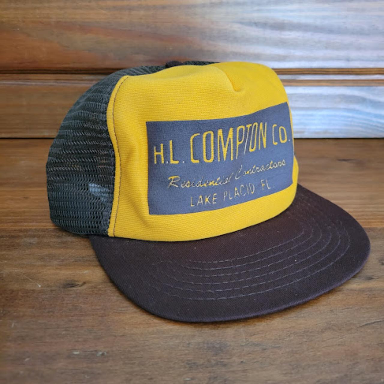 Vintage H.L. Compton Co. Trucker Hat Yellow with... - Depop