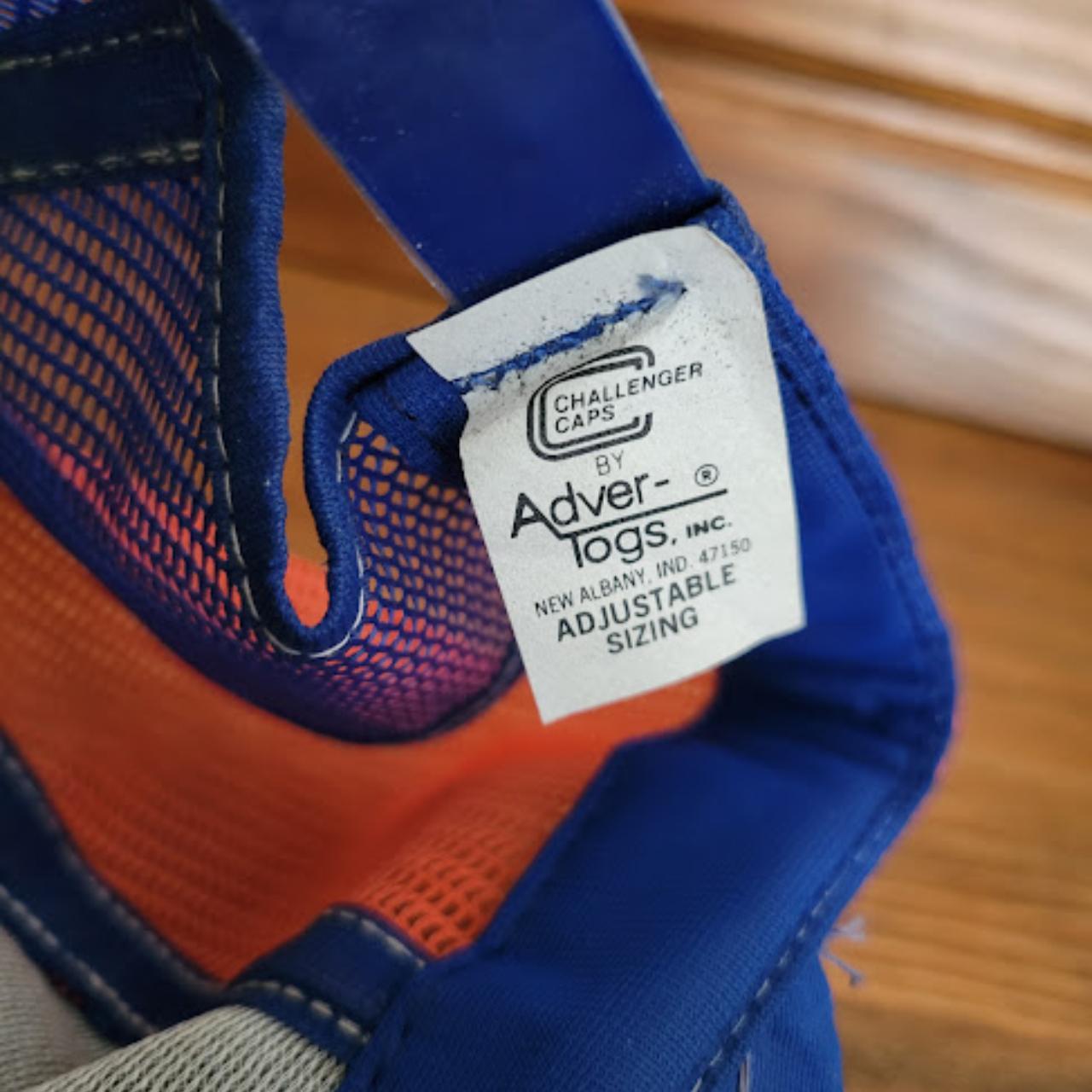 Vintage Roadway Blue Trucker Hat with Orange mesh... - Depop
