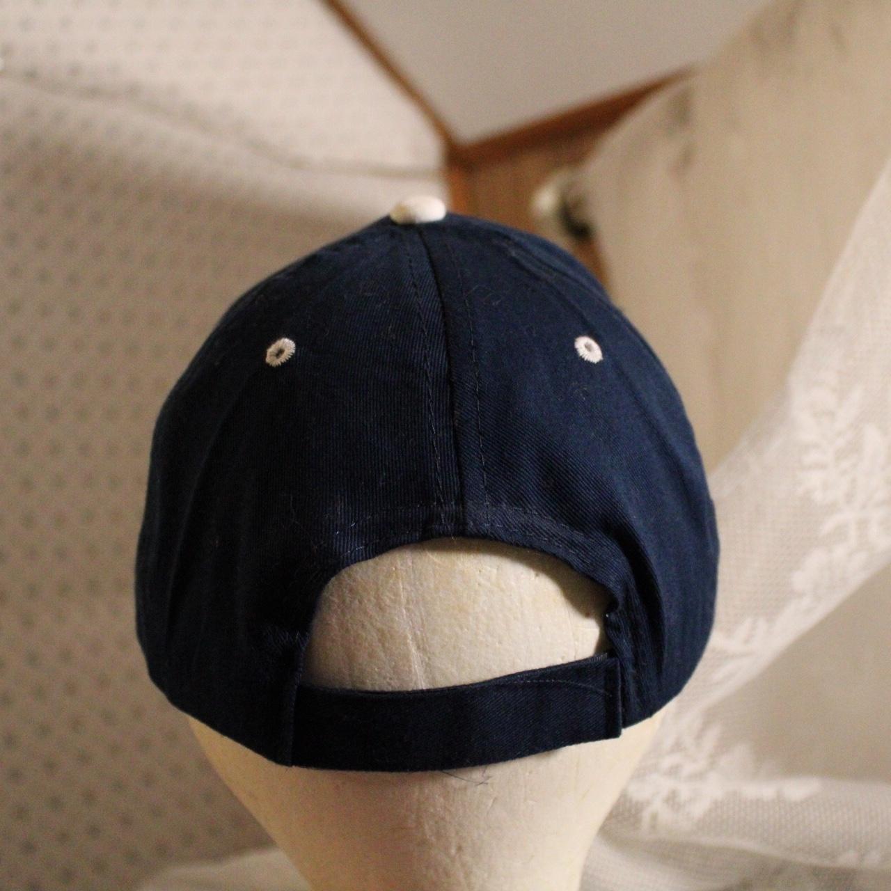 navy blue modelo ball cap, with white stitching and... - Depop