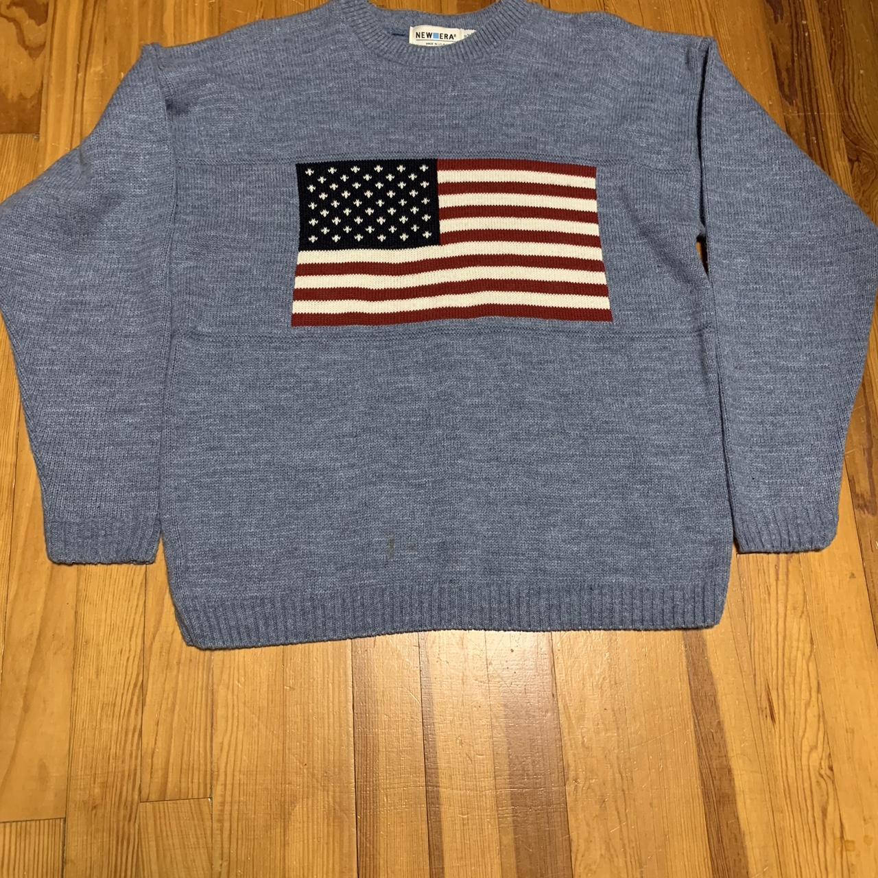 Up for sale New Ear USA Flag Knit Sweater Made in... - Depop