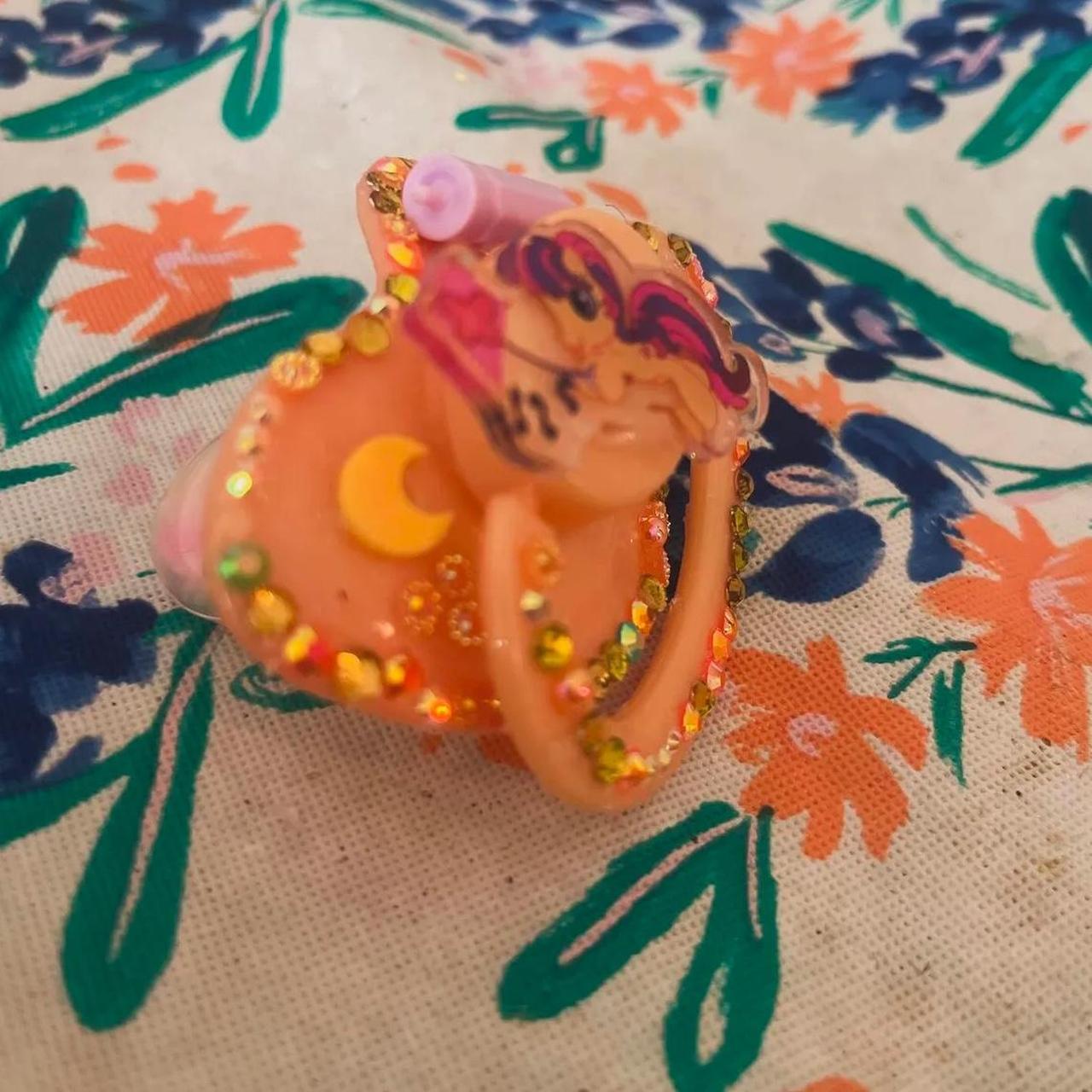 Orange and pink My Little Pony pacifier with... - Depop