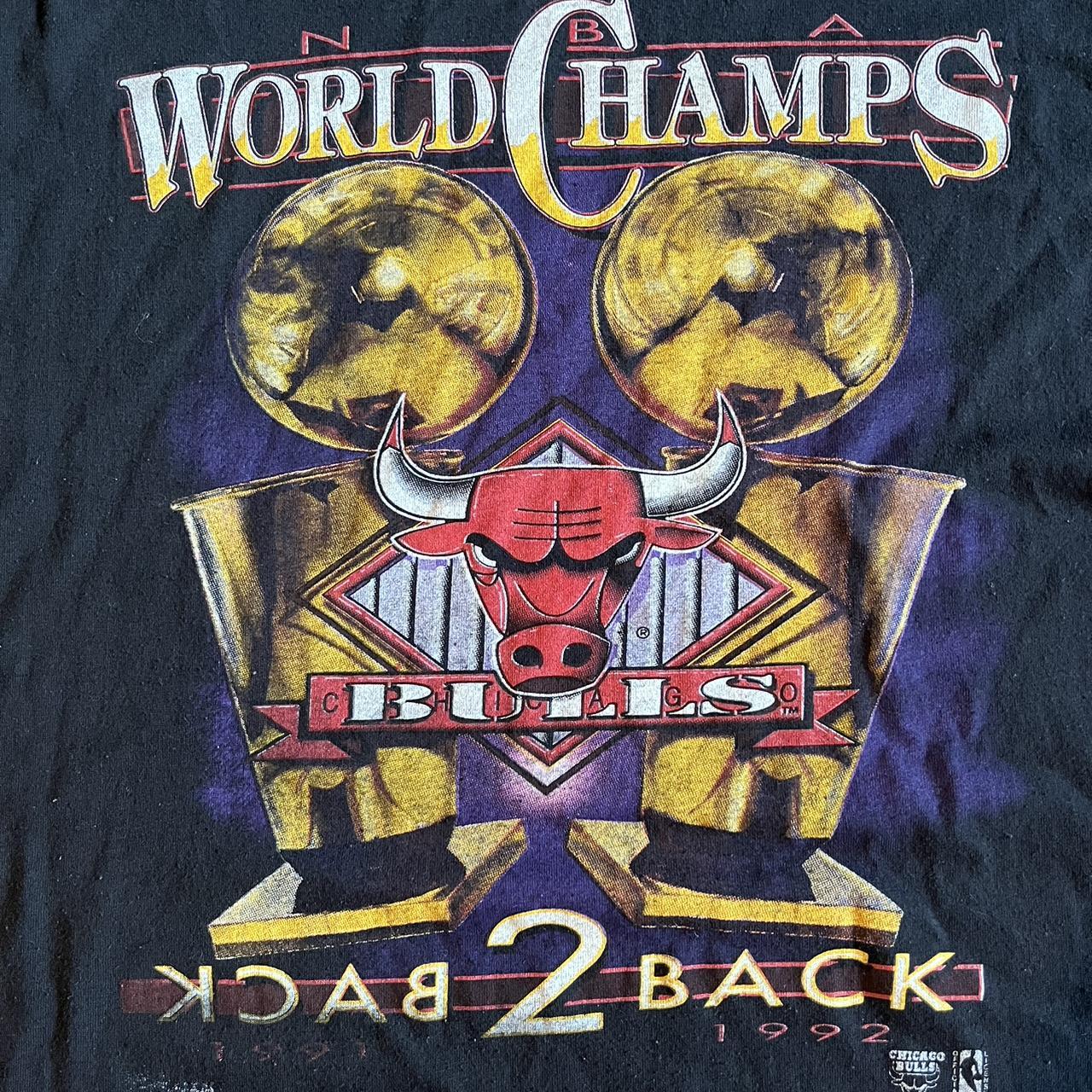 1992 Bulls Back 2 Back Championship T-Shirt... - Depop