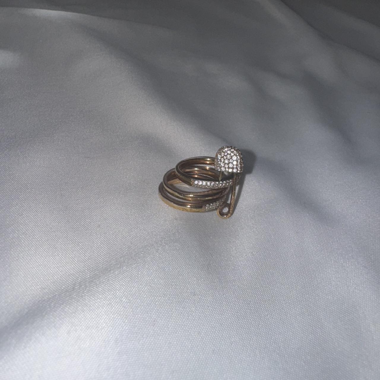 APM MONACO TRIPLE HOOP SAFETY PIN RING IN GOLD -... - Depop