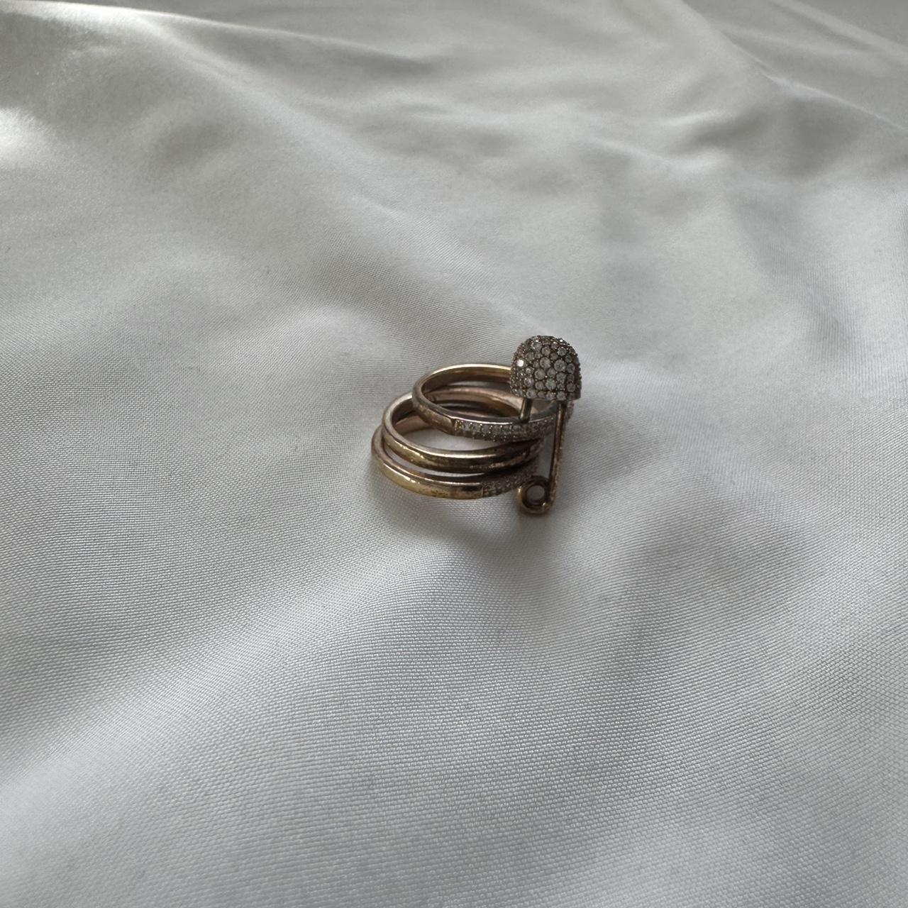 APM MONACO TRIPLE HOOP SAFETY PIN RING IN GOLD -... - Depop