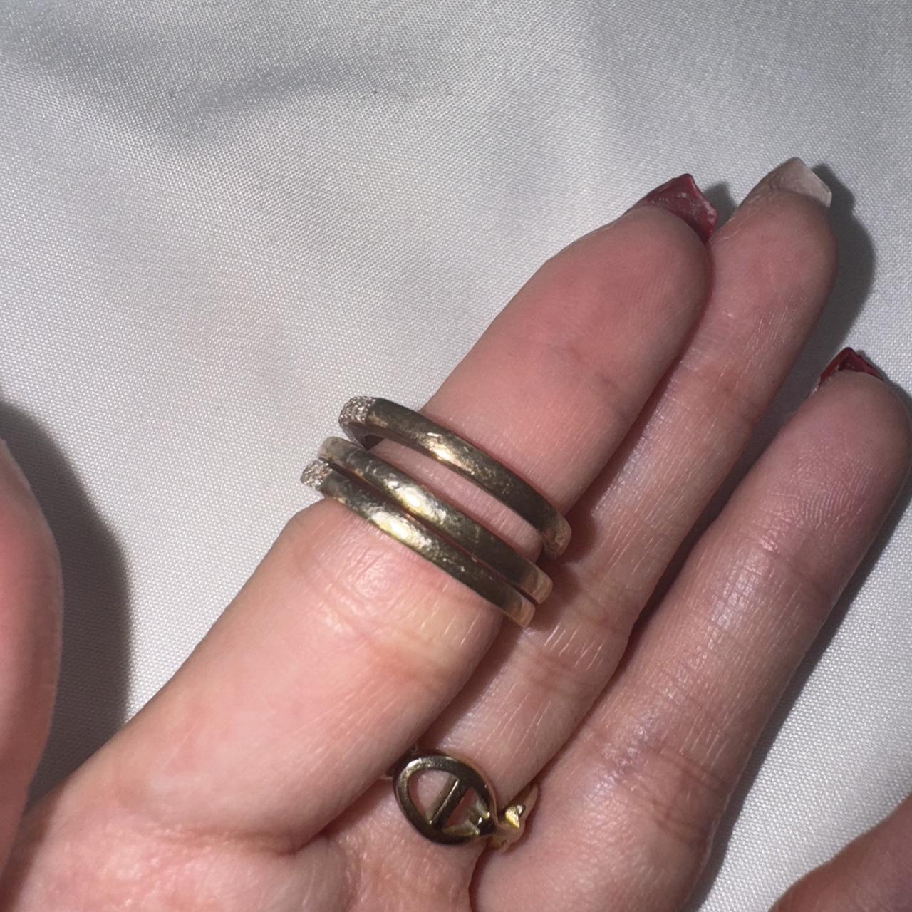 APM MONACO TRIPLE HOOP SAFETY PIN RING IN GOLD -... - Depop