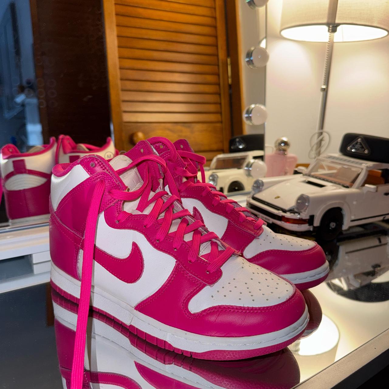 Worn twice Nike Dunk high hot pink trainers #pinkkicks - Depop