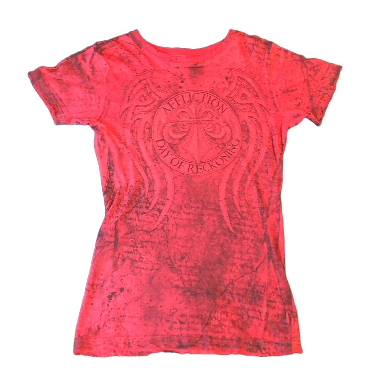 Vintage Red Graphic Affliction tee Size medium, fits... - Depop