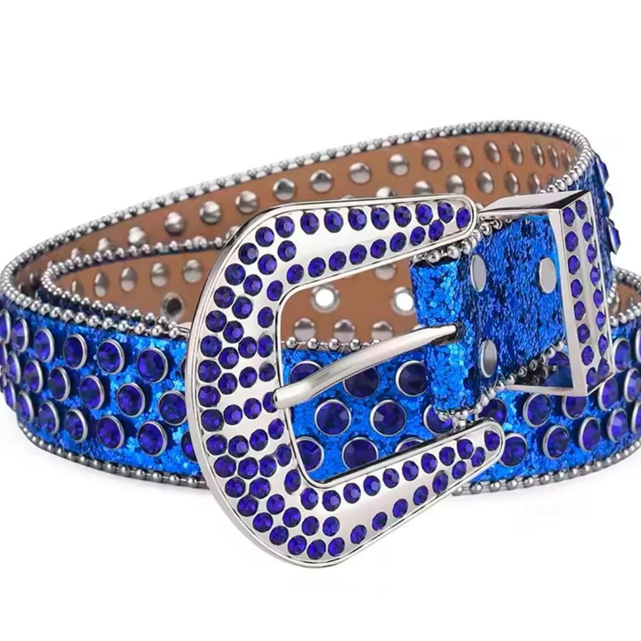 Blue rhinestone belt Never worn | Depop