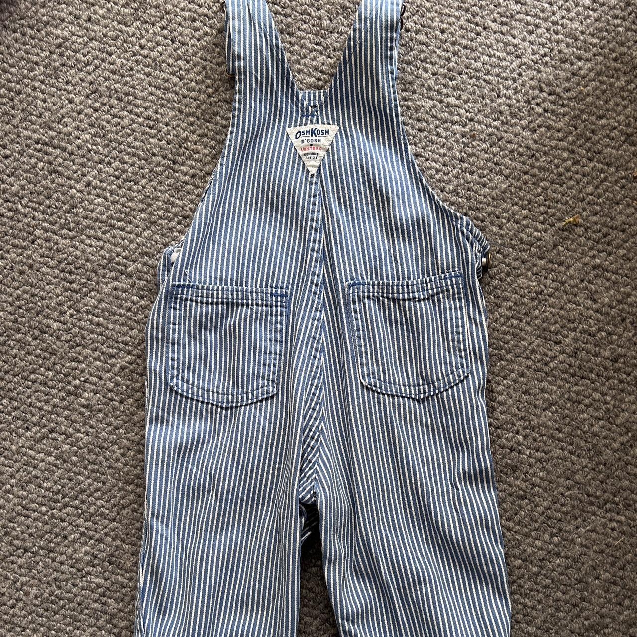 Vintage made in the USA pinstripe OSH Kosh overalls.... - Depop